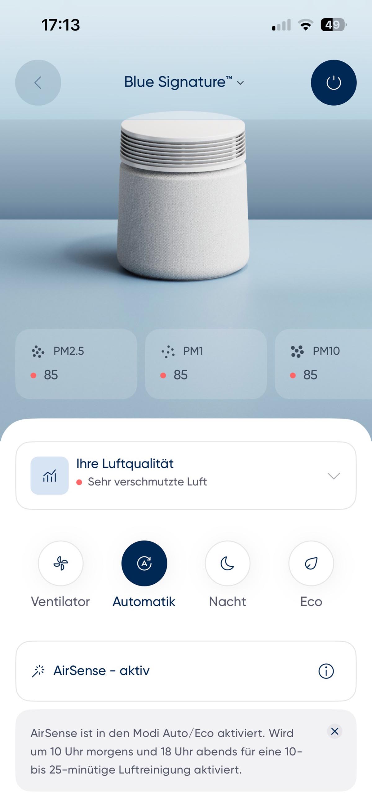 Technik zu Hause: Luftreiniger Blueair Blue Signature SP4i im Test